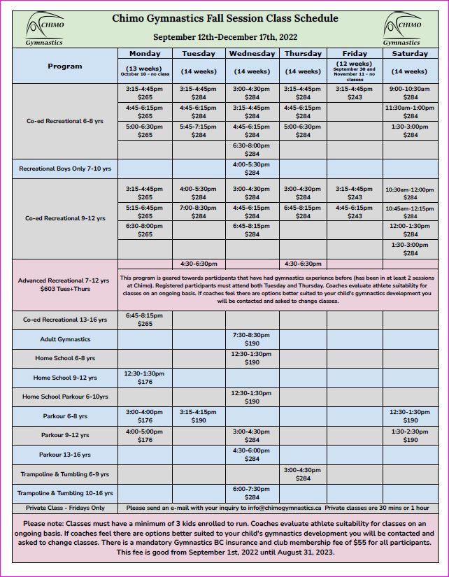 Gymnastics For All :: Chimo Gymnastics